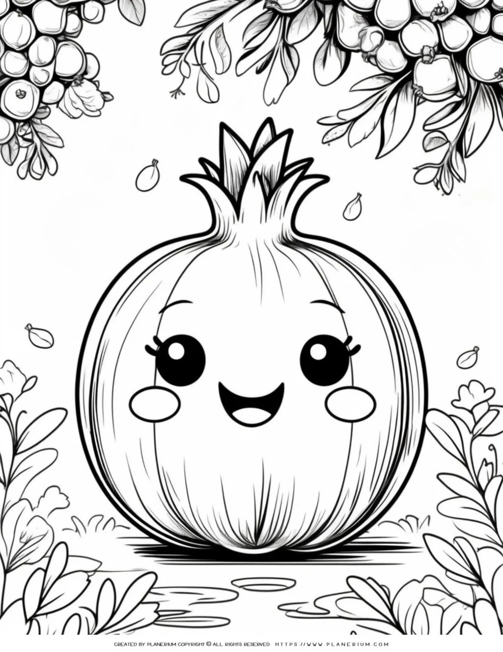 Cute Pomegranate Coloring Page for Fun Learning