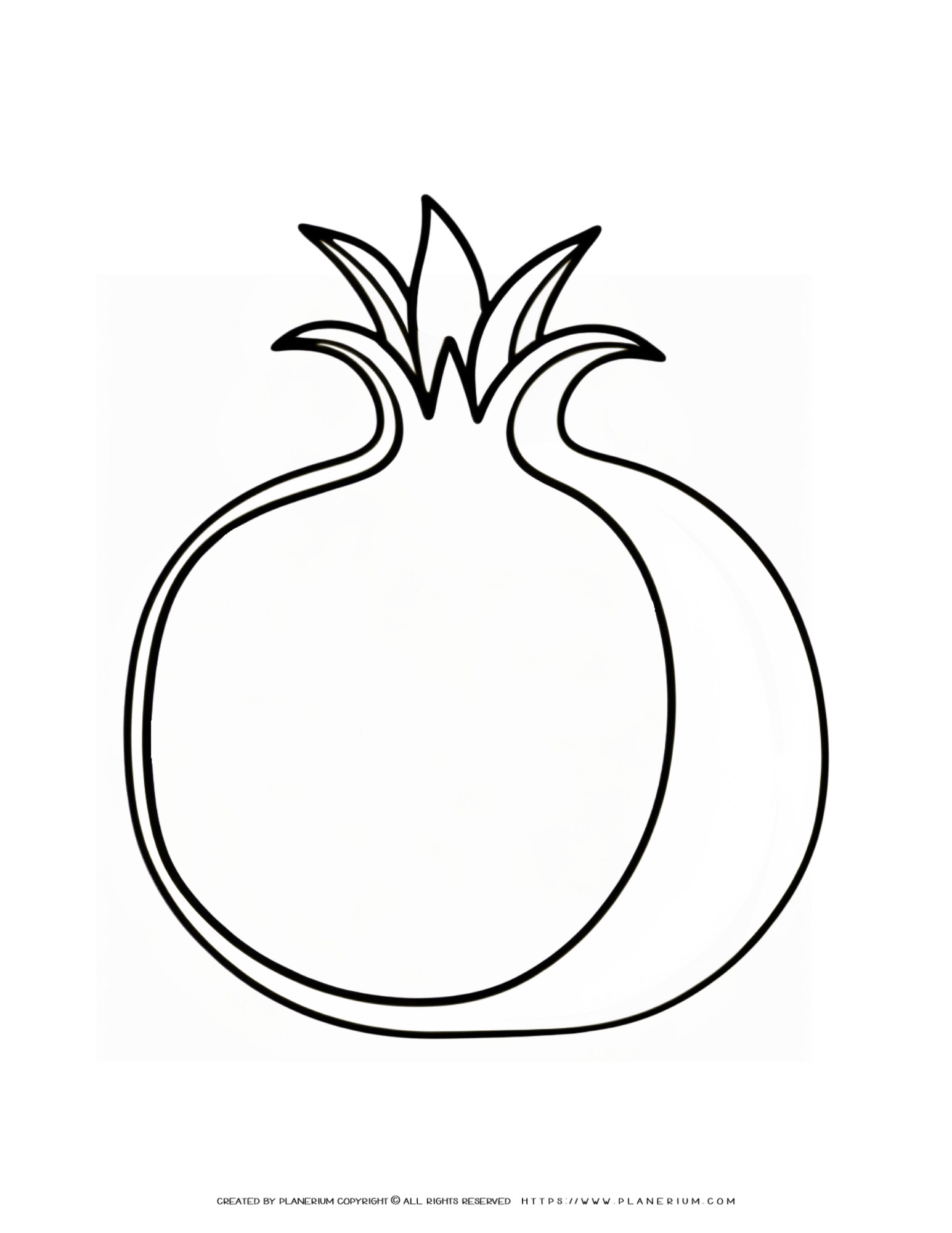 Free Half Pomegranate Coloring Page for Creative Learning