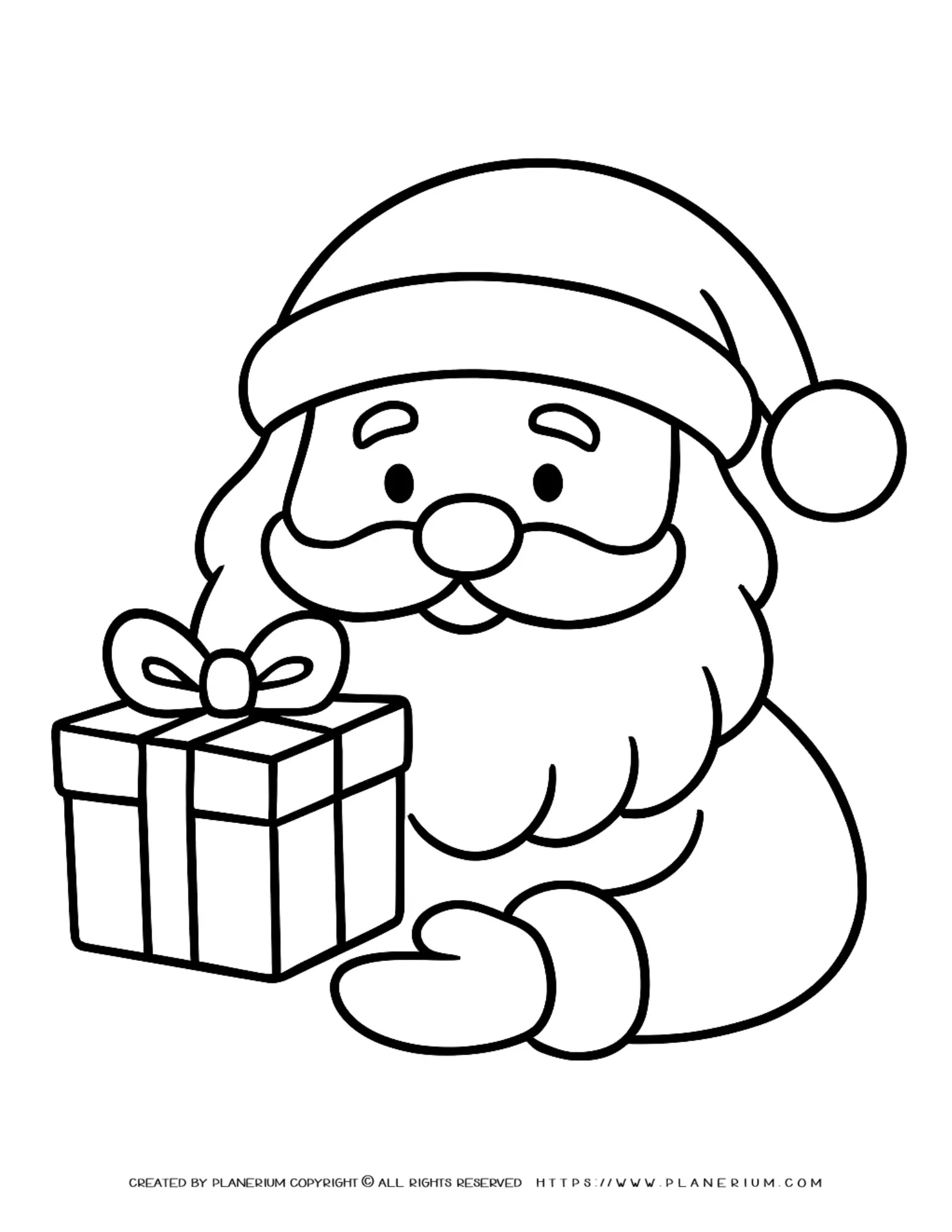 Cute Santa Giving Present Printable Coloring Page for Kids