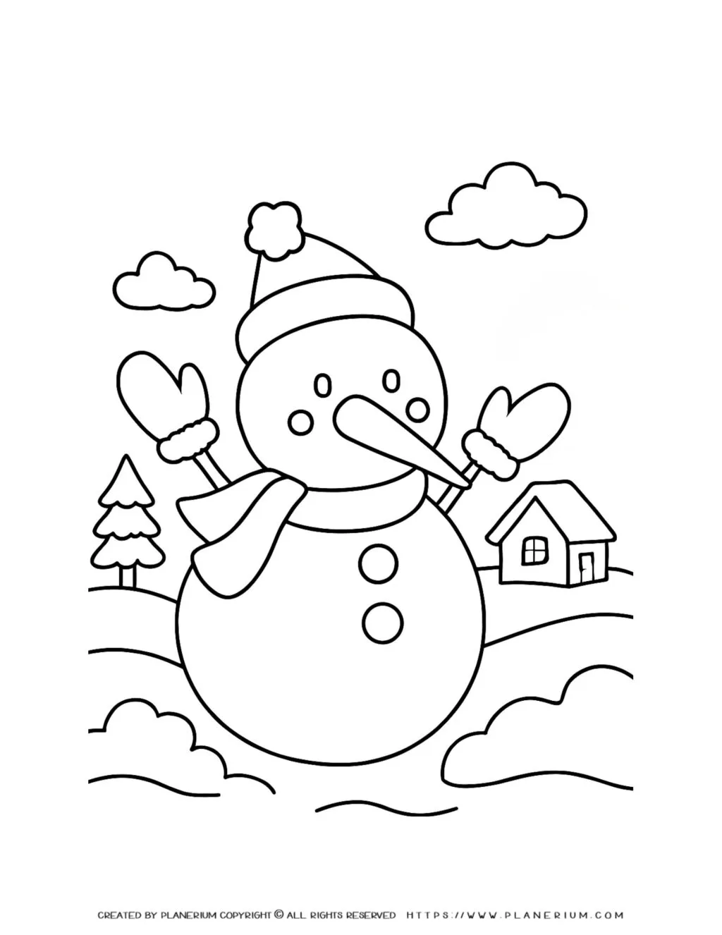 Printable Winter Snowman Coloring Page for Kids