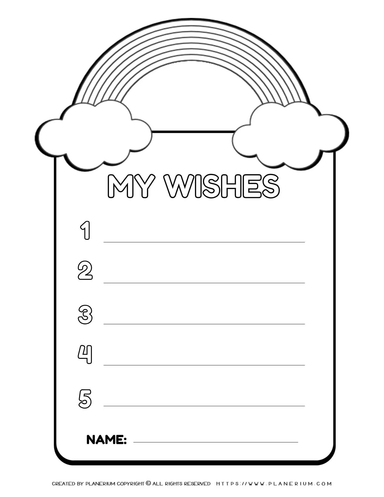 New Year Kids Wishes Printable Activity Template