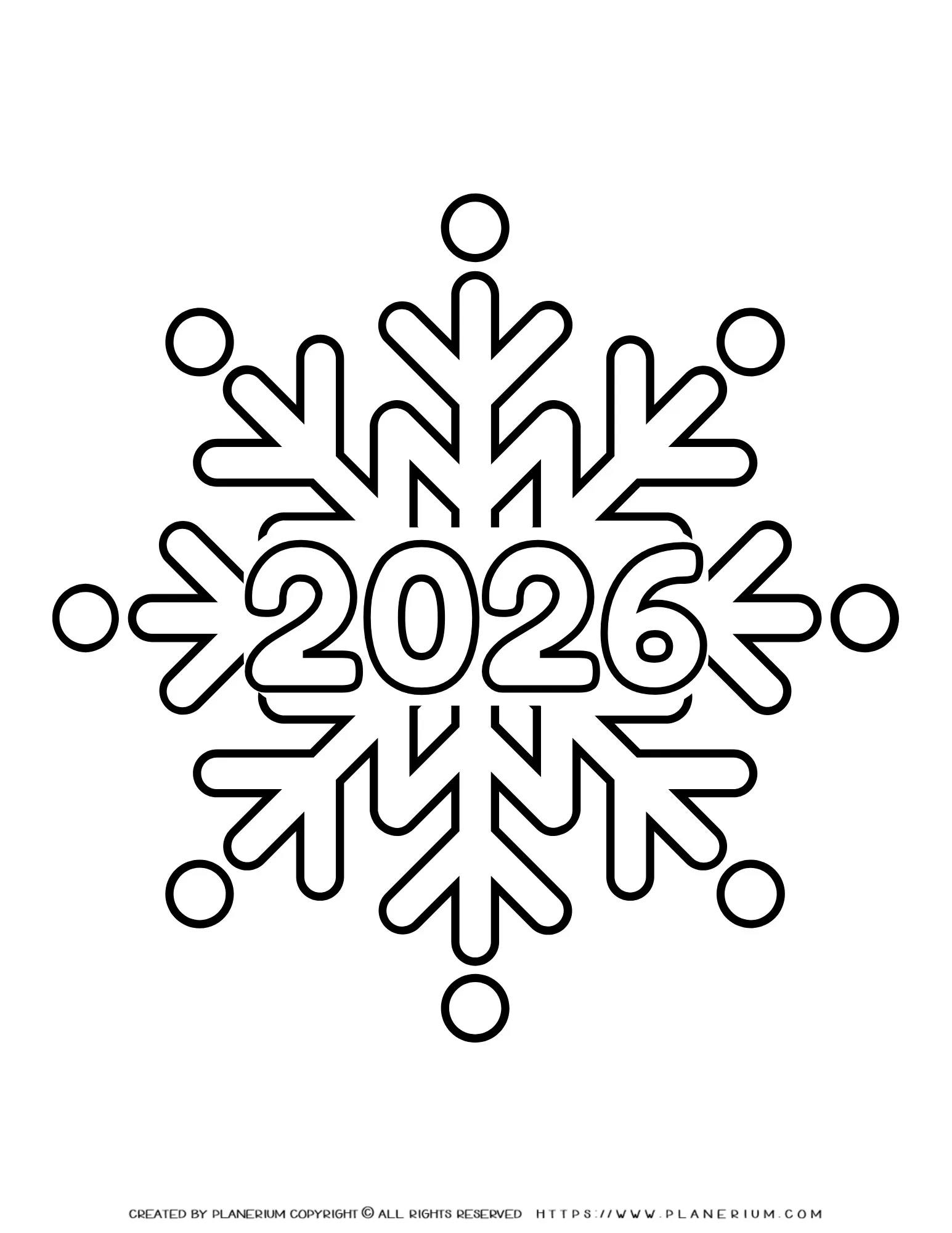 Printable Snowflake Coloring Page for Kids New Year 2026
