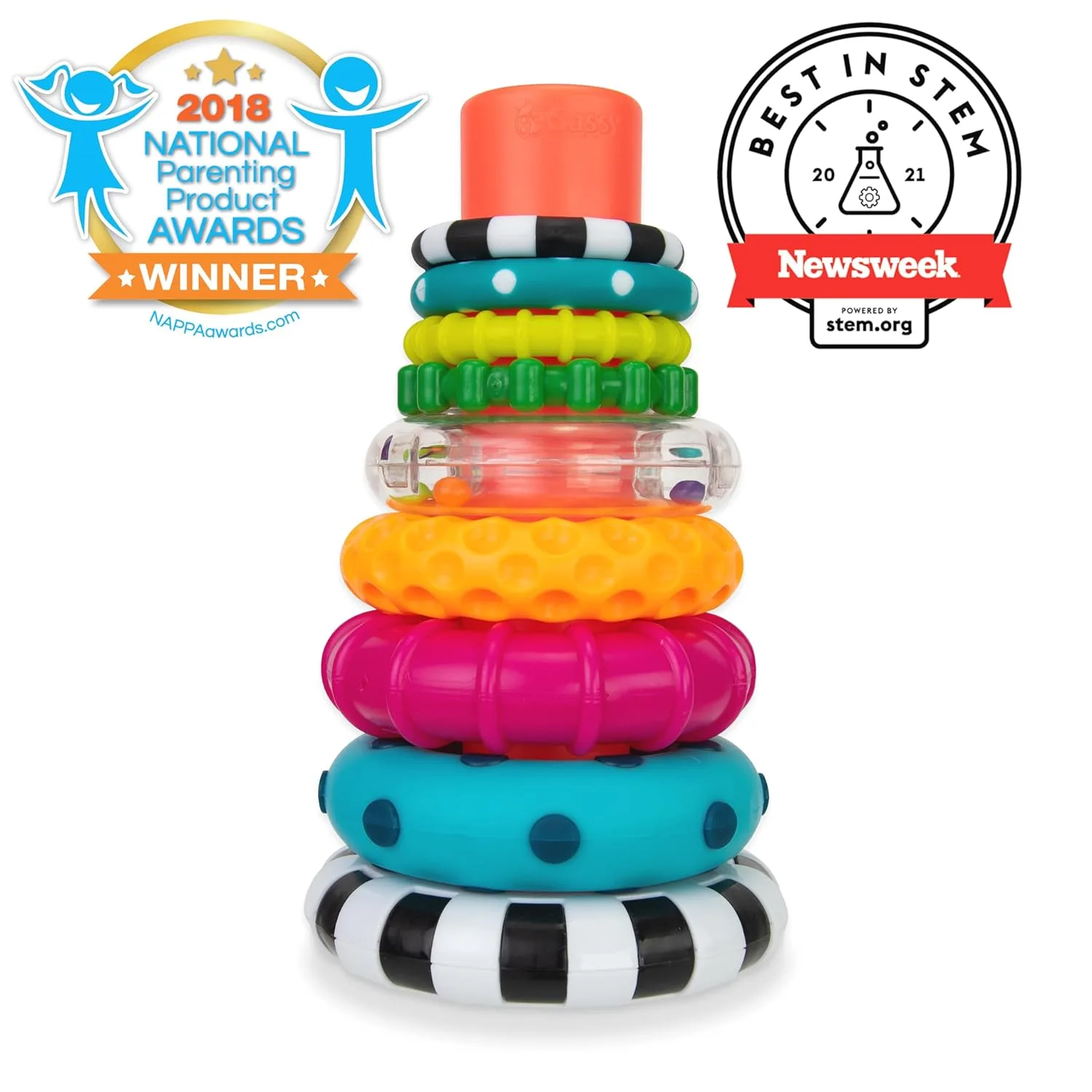 Stacks of Circles Ring Set, STEM Learning Toy, Age 6+ Months, 9 Pieces ...